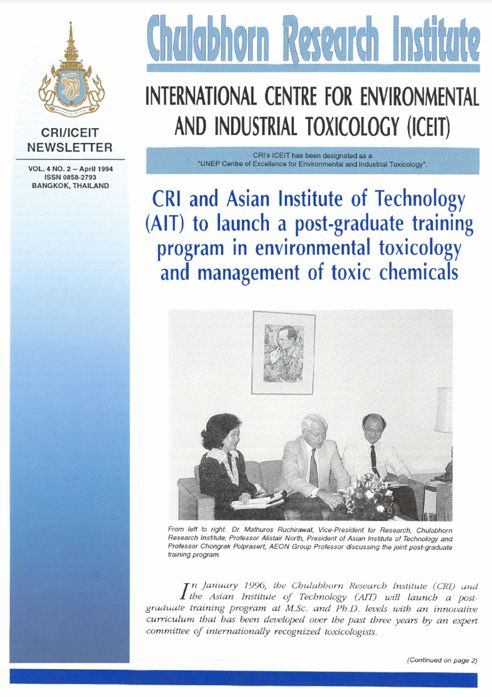 Volume 4, No.2, 1994 - Chulabhorn Research Institute