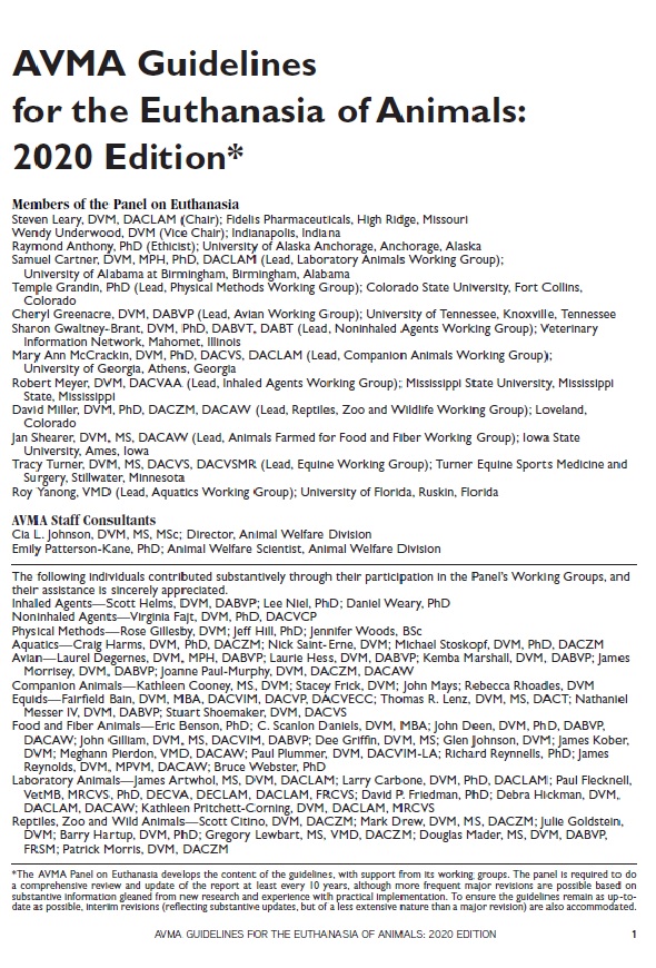 AVMA Guidelines For Euthanasia - Chulabhorn Research Institute