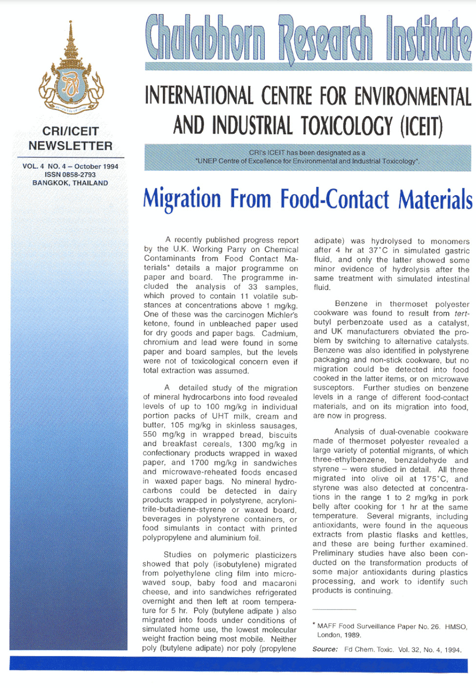 Volume 4, No.4, 1994 - Chulabhorn Research Institute